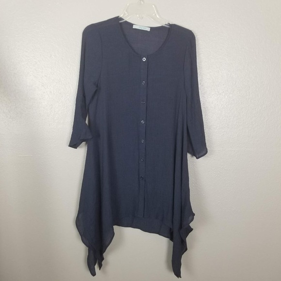 Lily Rain | Tops | Lily Rain Navy Gauze Shark Bite Tunic S Boho | Poshmark